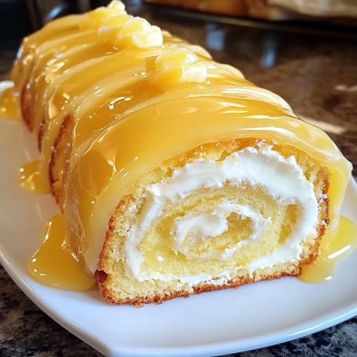 Lemon Cream Roll Cake with Lemon Glaze | Light & Refreshing